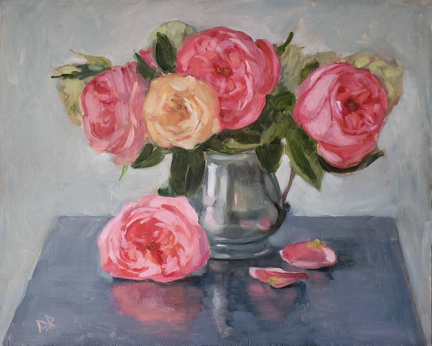 Peony Rose Painting, Original Roses Painting, Rose Bouquet Painting ...