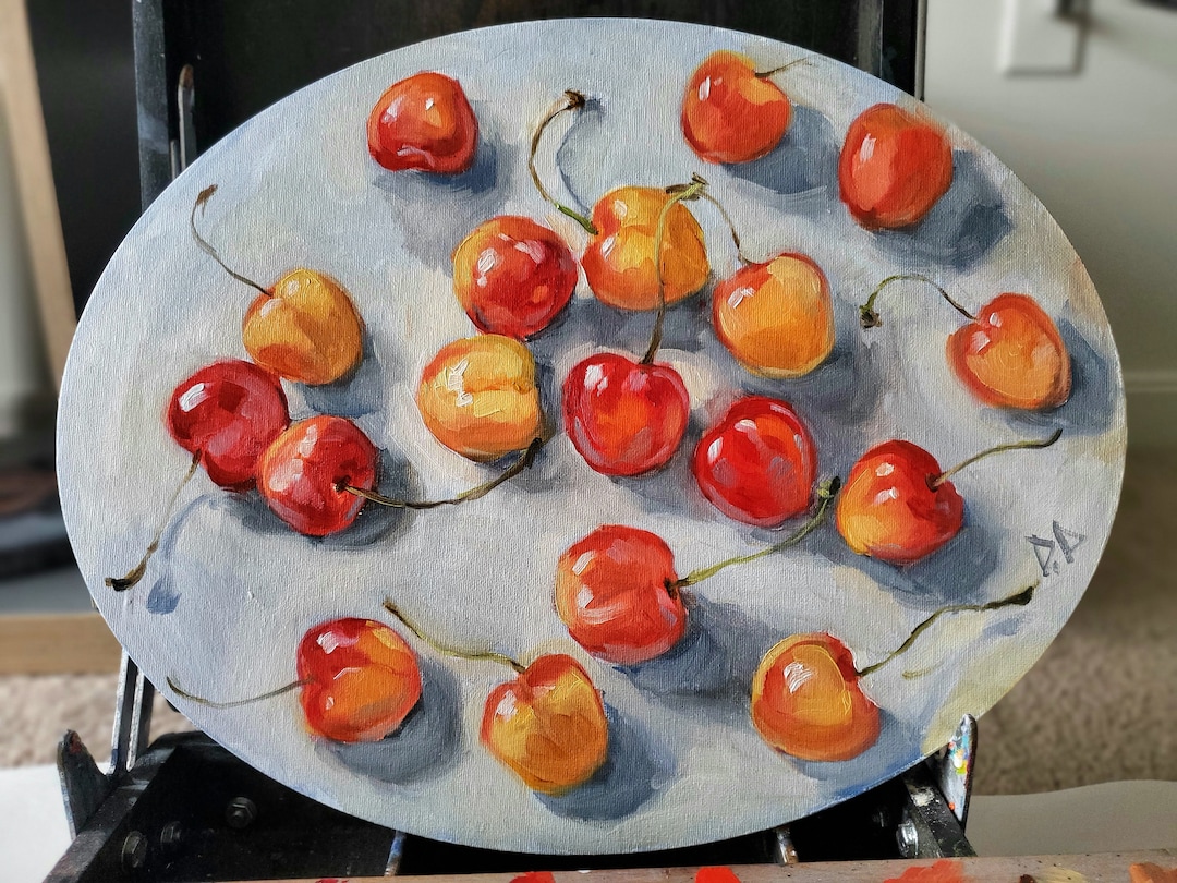 Cherry Oil Painting Original Oil Painting Cherry Lovers - Etsy