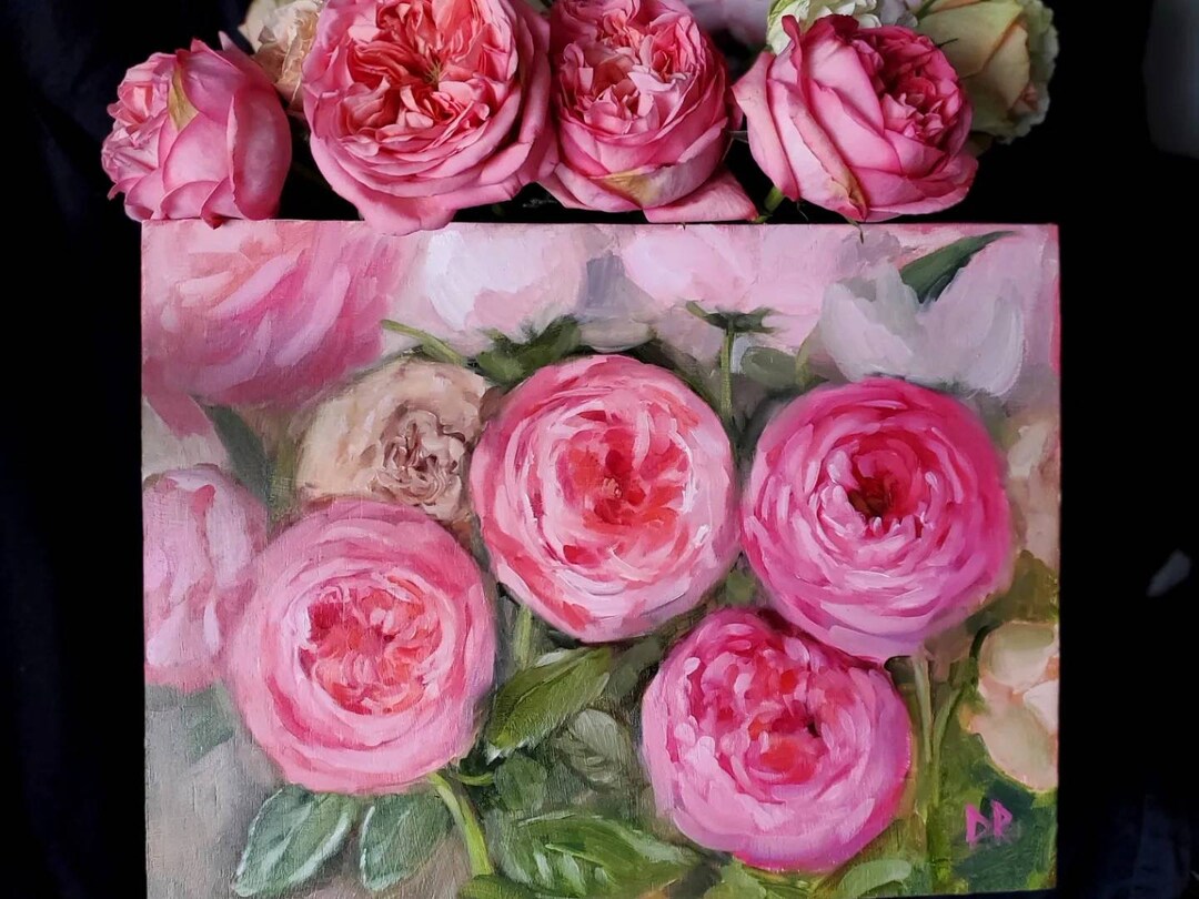 Roses Oil Painting, Original Oil Painting, Peony Painting, David Austin ...
