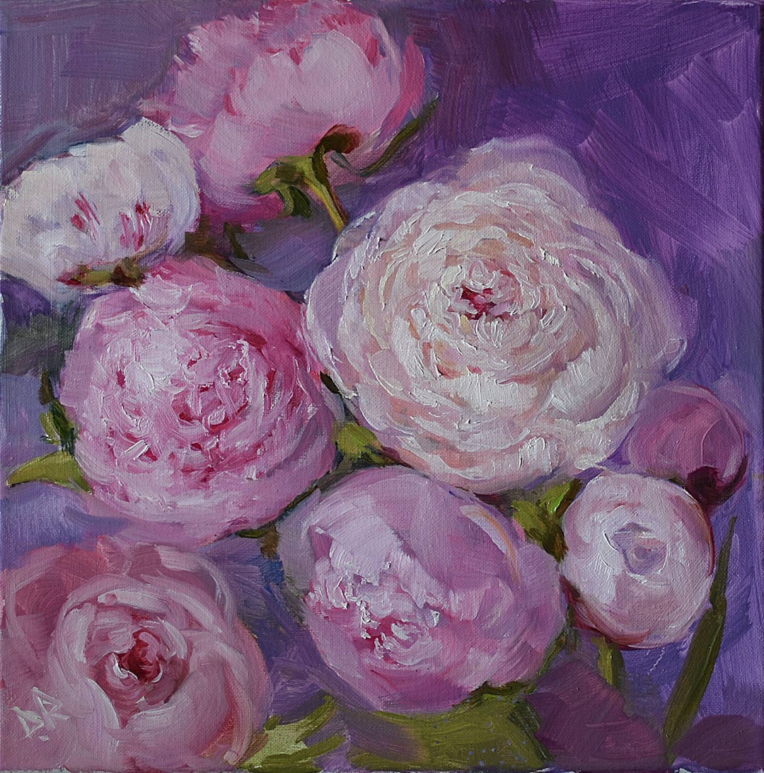 Peonies Oil Painting, Original Oil Painting, Pink Peonies, Floral Oil ...
