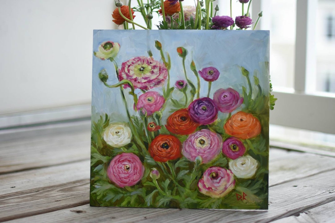 Ranunculus Painting, Original Oil Painting, Ranunculus Lovers, Oil on ...