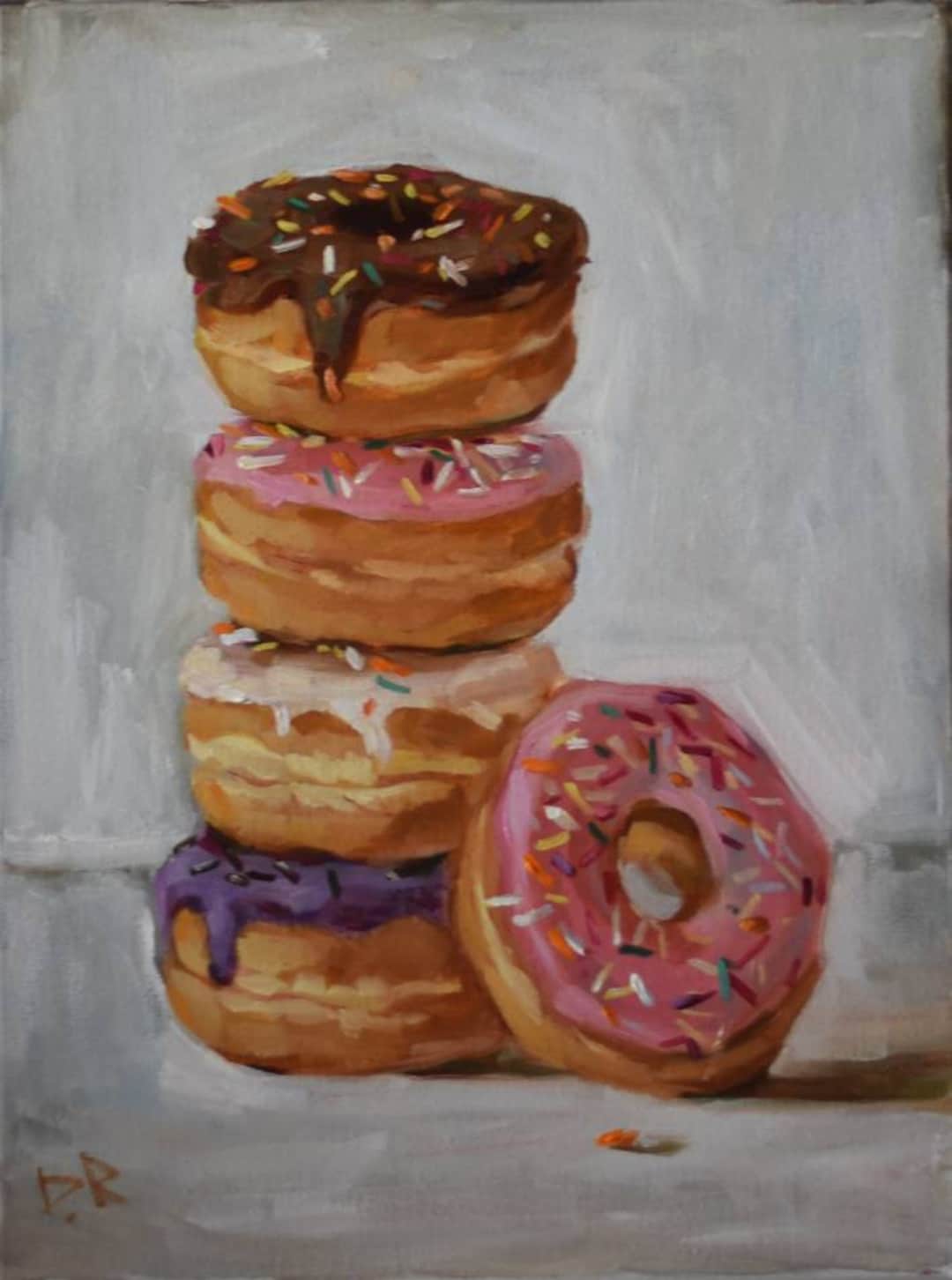 Doughnut Painting, Original Oil Donut Painting, Donut Painting, Donut ...