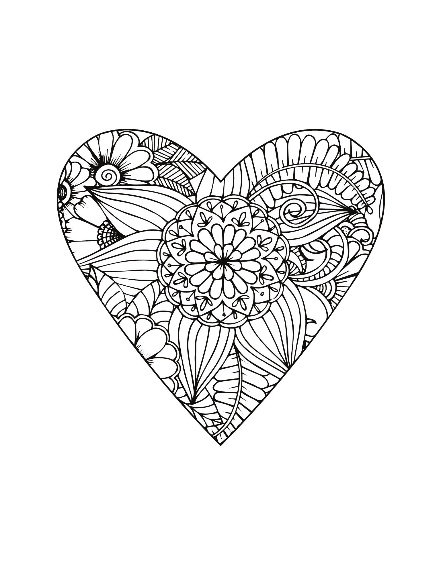 Digital Heart Mandala Coloring Pages - Etsy