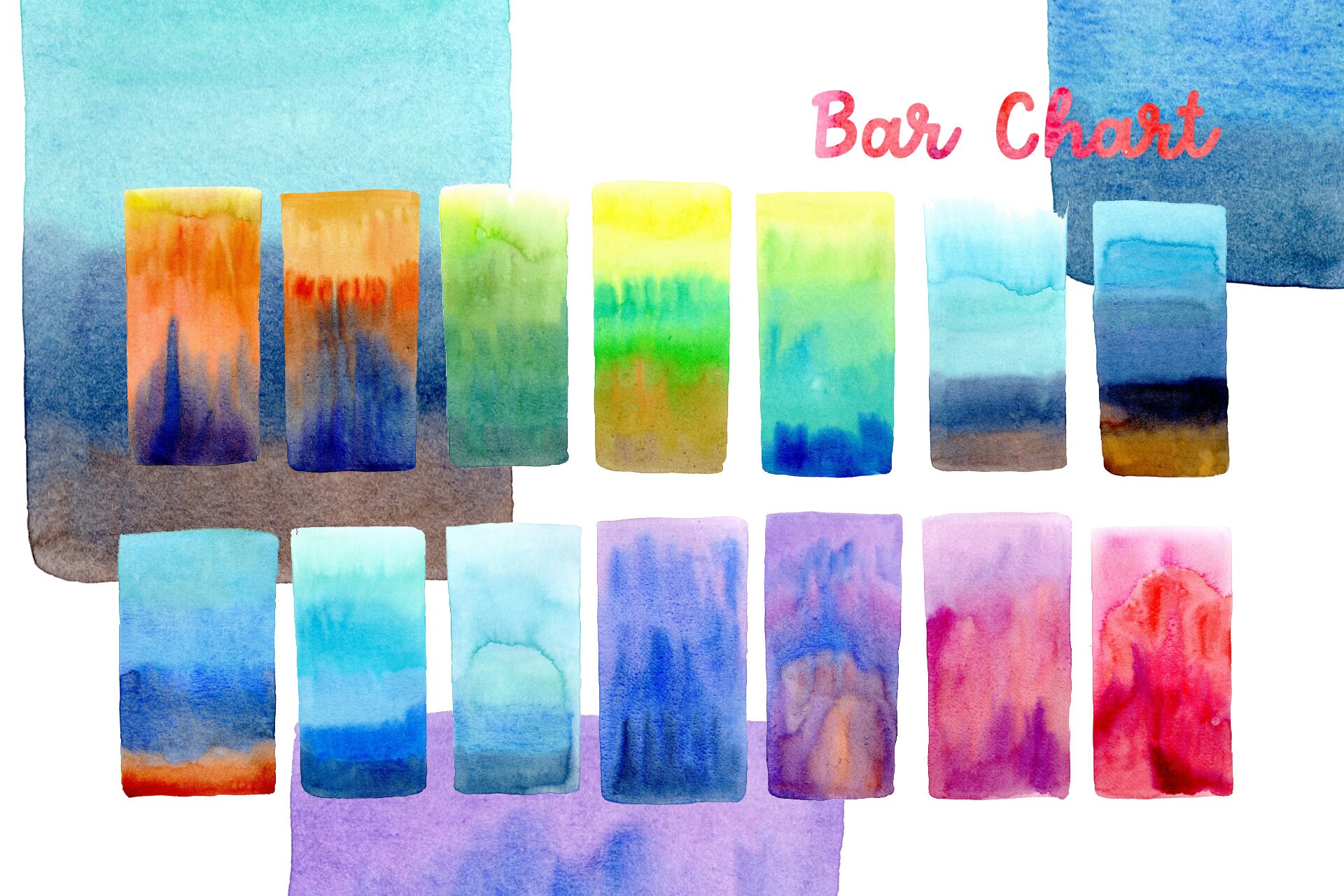 BUNDLE Watercolor Elements, Clipart, Colorful, Spray, Decorate ...
