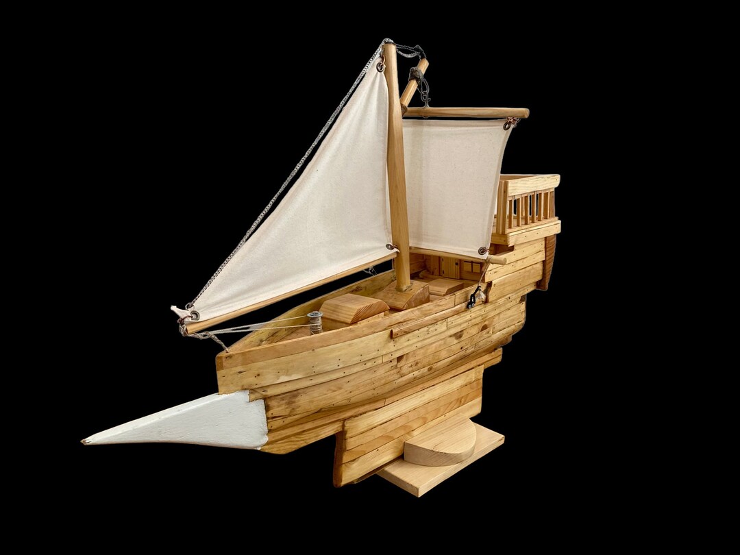 Wooden Ship Decor / Handcrafted Recreational Sailboat / Decorative ...
