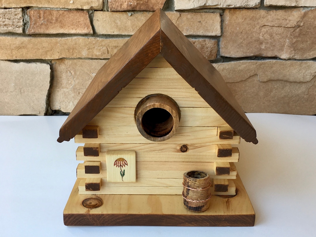 Handmade Rustic Log Cabin Birdhouse: Country Garden Decor - Etsy
