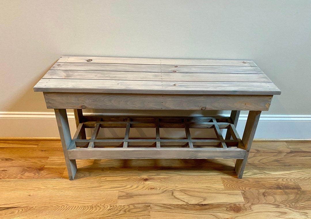 Gray Wooden Bench / Gray Entranceway Bench / Wooden Mud Room Bench ...