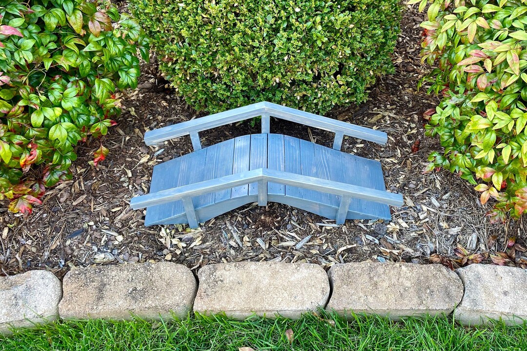 Gray Wooden Garden Bridge / Decorative Garden Bridge / Wooden Display ...