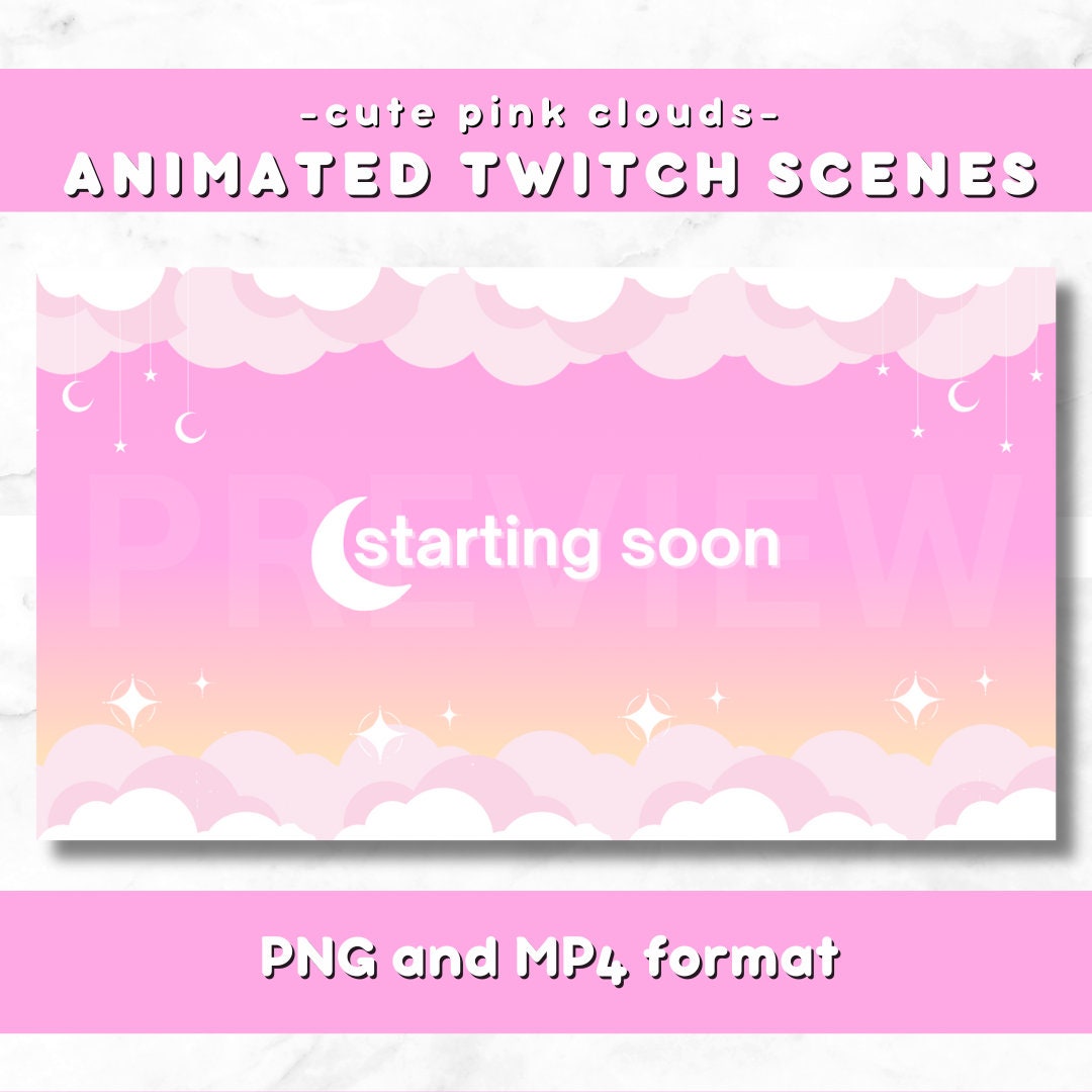Animated Cute Pink Clouds Twitch Scenes, Stream Scenes, Overlay Pack ...
