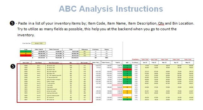 ABC Cycle Counting Analysis in Excel_ With Training Instructions - Etsy