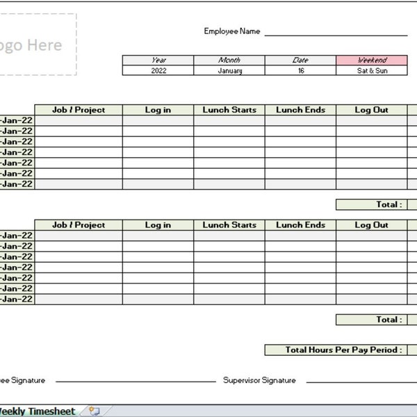 Employee Bi Weekly Timesheet - Etsy