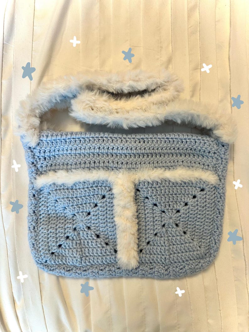 Fluffy Star Mini Messenger Bag, Crochet Handmade Bag, Winter Purse ...