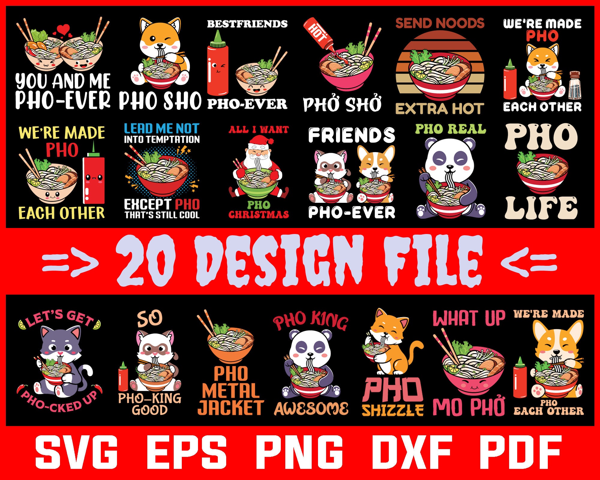 Pho-svg Bundle Food Pun Silhouette Cricut Cut File Funny - Etsy