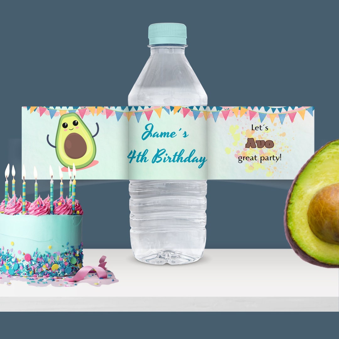 Editable Avocado Water Bottle Label Lets Avo Party Water - Etsy