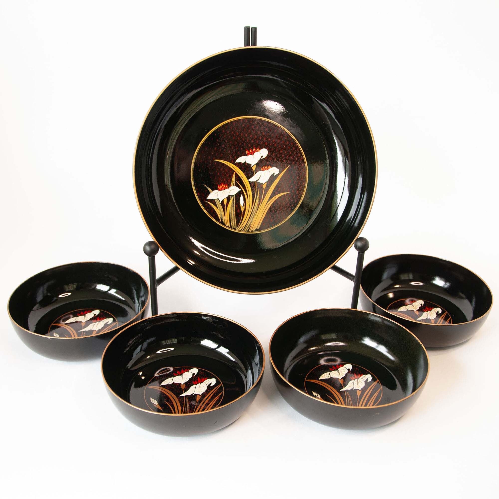Vintage Black Lacquerware Japanese Bowl Set - Etsy