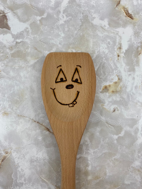Cute Woodburned Spoon Goofy Smily Face Functional Kitchen - Etsy