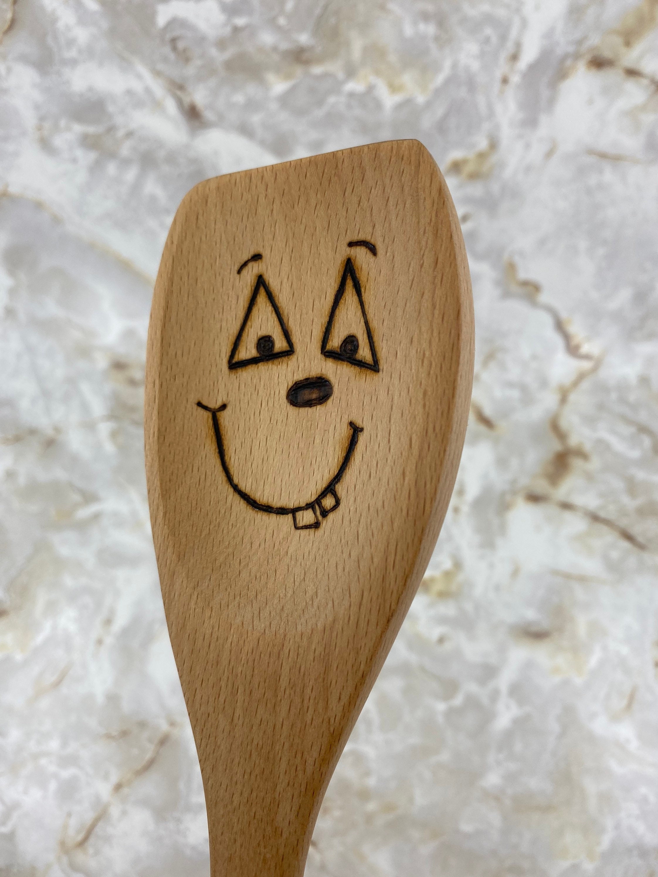 Cute Woodburned Spoon Goofy Smily Face Functional Kitchen - Etsy