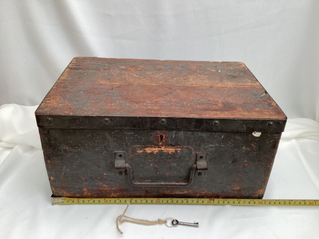 Antique Rustic Wood Tool Box: Military Storage Trunk With Key - Etsy