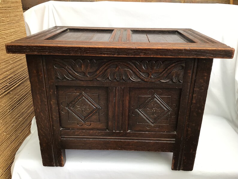 Antique Oak Small Trunk Chest 19th Century English Oak - Etsy