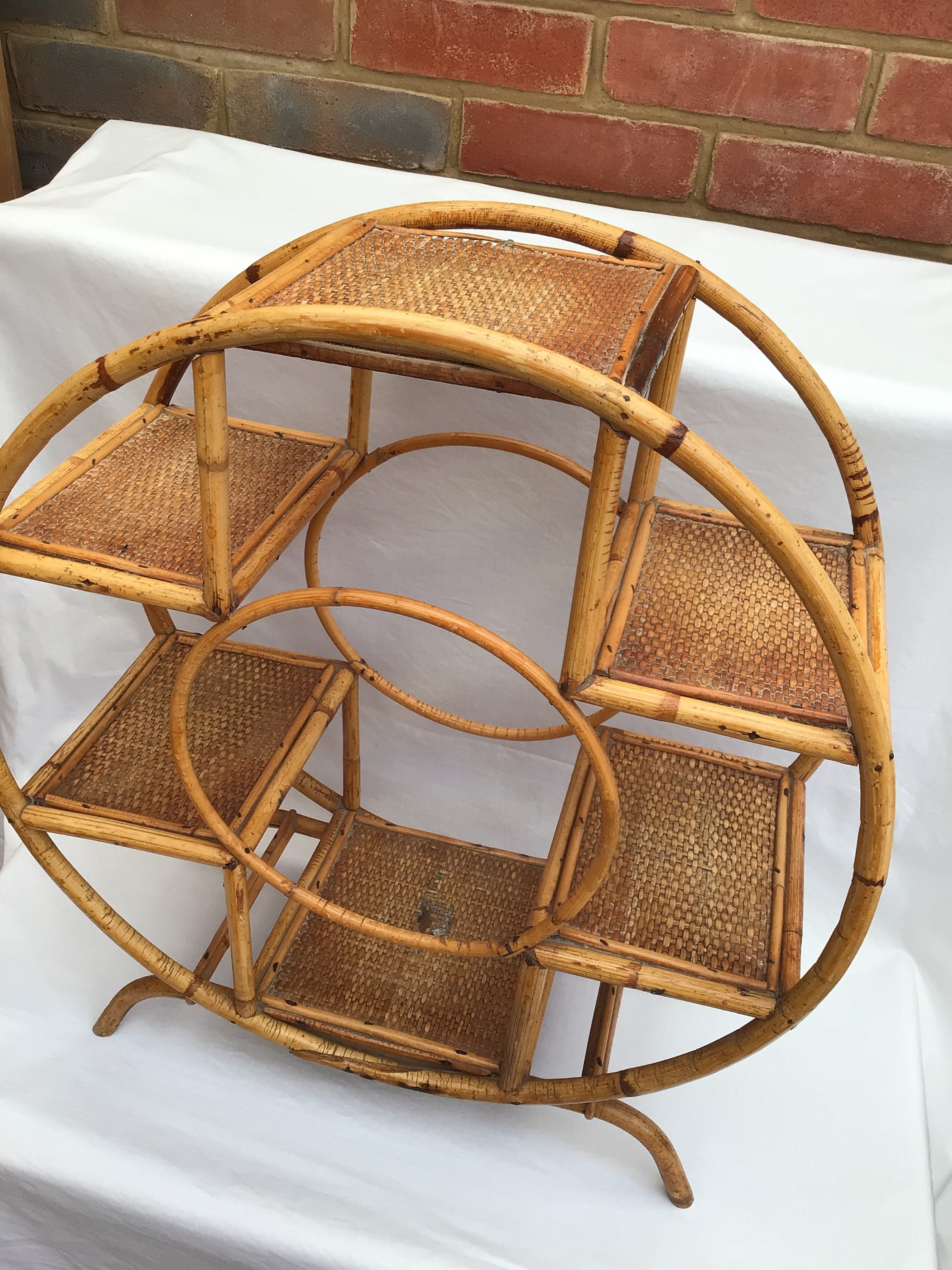 Rare Early/mid Century Bamboo Round Display Shelf Unit - Etsy