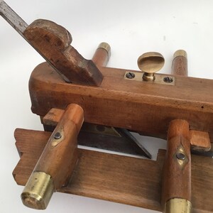 Antique Vintage English Fillister Plough Plane, Wood and Brass Plough ...