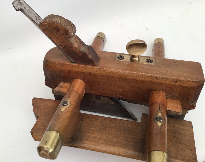 Antique Vintage English Fillister Plough Plane, Wood and Brass Plough ...