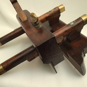 Antique Vintage English Fillister Plough Plane, Wood and Brass Plough ...