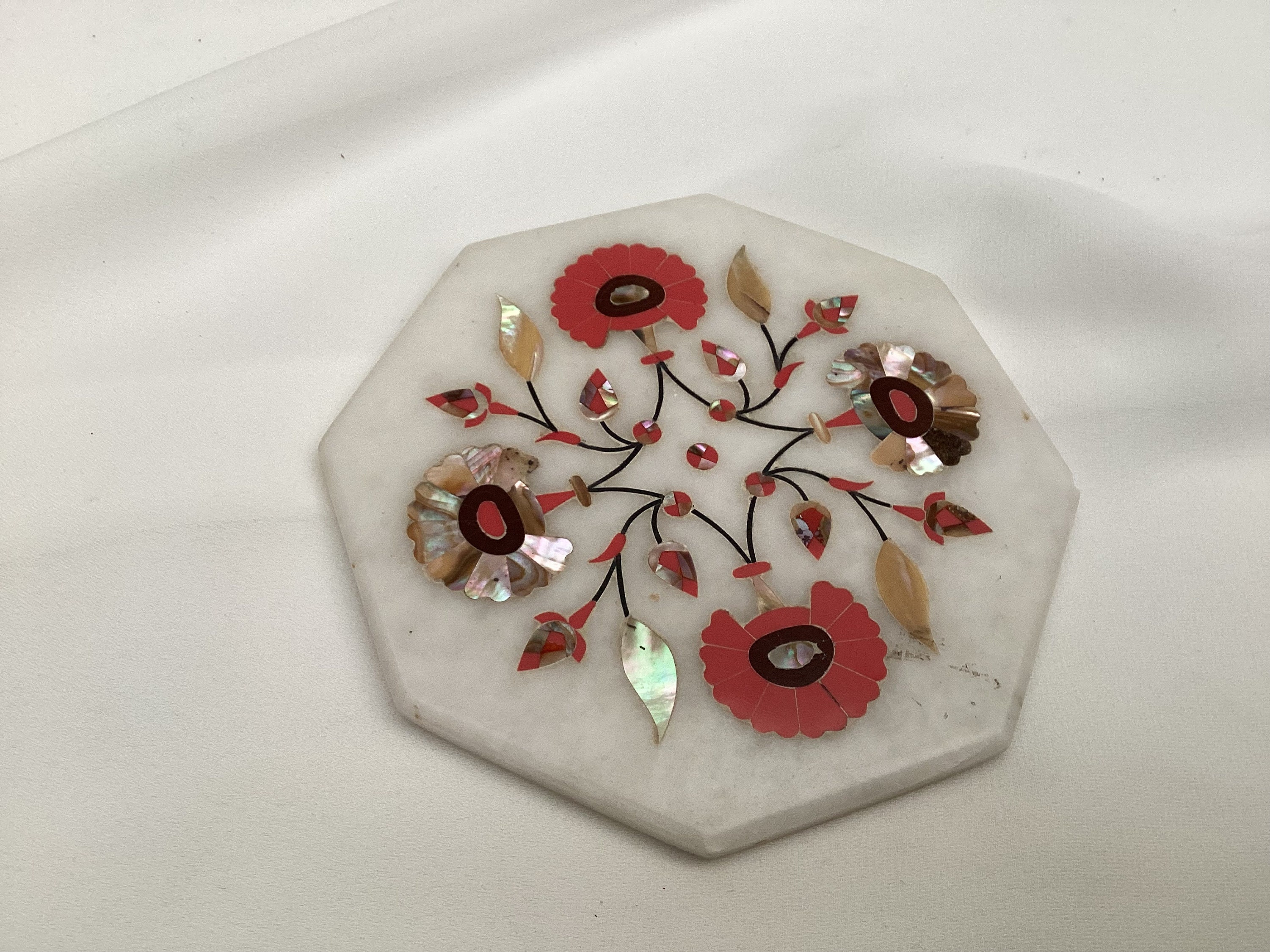 Vintage Hand Crafted Inlaid Marble Trivet. Cup Coaster Tile. 136/962 - Etsy