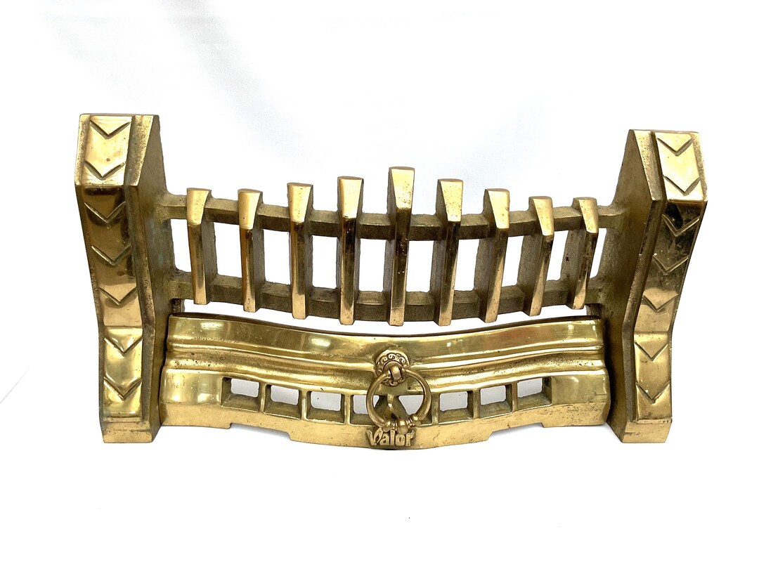 Vintage Solid Brass Fireplace Fret - Heavy Fire Front (L. 40cm, 5.7kg ...