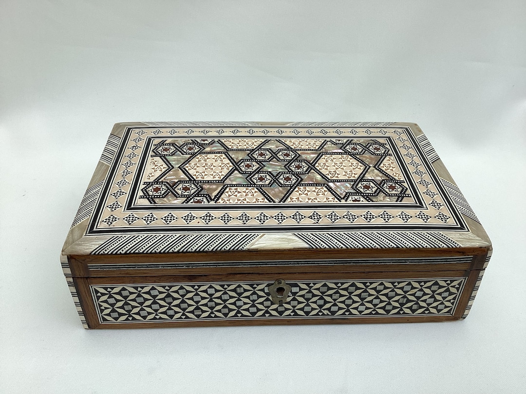 Large Handmade Moroccan Moorish Middle Eastern Inlaid Wooden Box ...