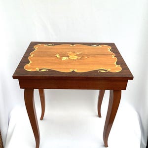 Vintage Italian Inlaid Wooden Music Sewing Box Table - Mid Century - Etsy