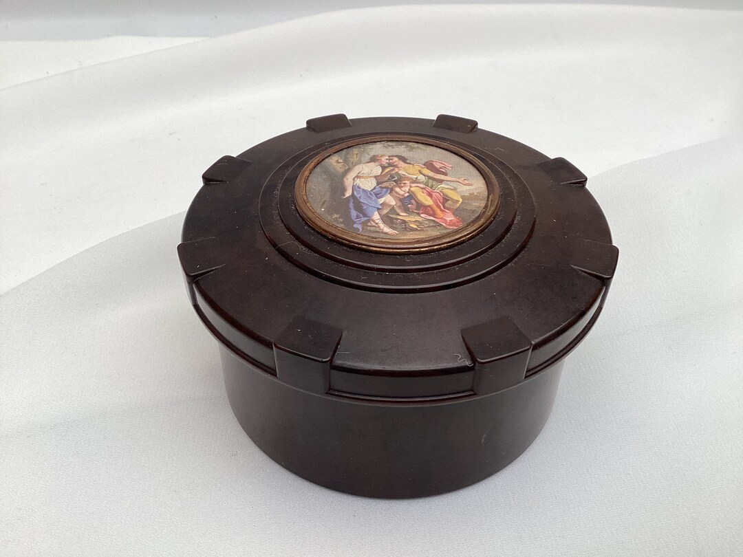 Antique England Bakelite Round Box. Trinket Box. Jewellery Box - Etsy