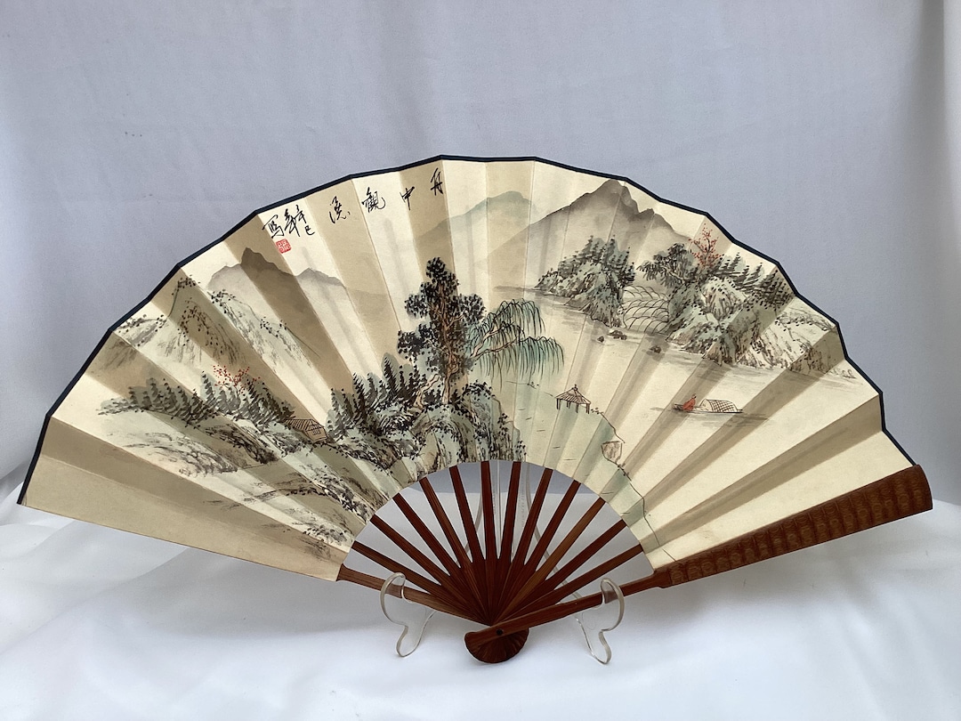 Vintage Chinese Hand Painted Foldable Hand Fan - Etsy