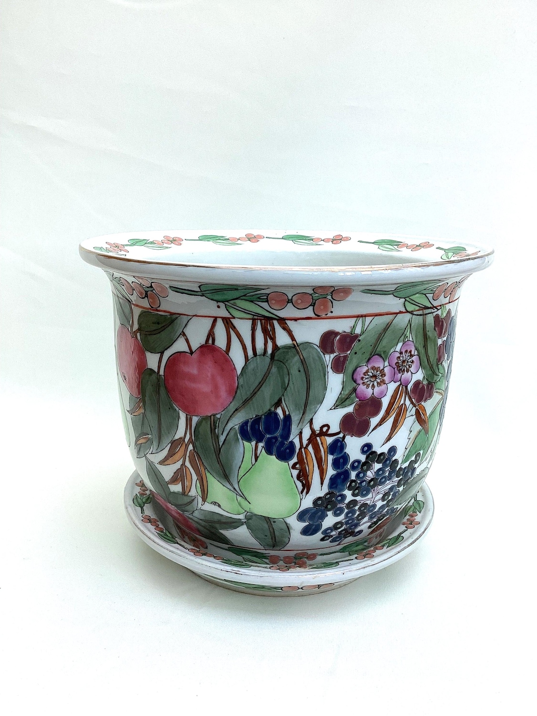 Vintage Chinese Handcrafted Hand Painted Porcelain Plant Pot Planter ...