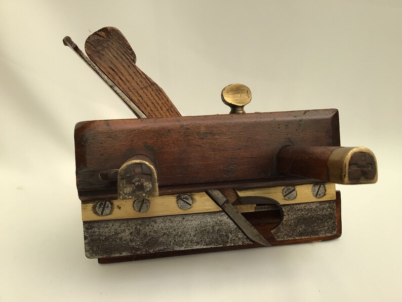 Antique Vintage English Fillister Plough Plane, Wood and Brass Plough ...