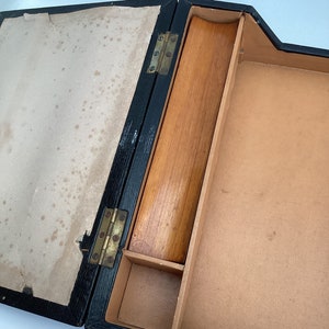 Antique English Victorian Leather Writing Box, Stationery Travel Case ...