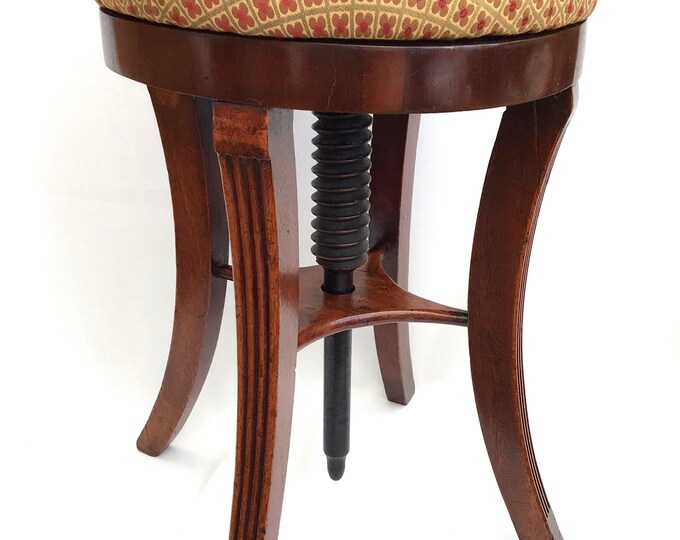 Antique English Mahogany Revolving Stool. Piano/harp Adjustable Stool ...