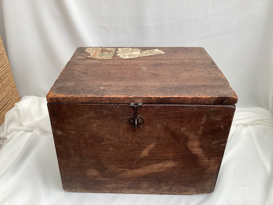Antique Rustic Wood Storage Box - Etsy