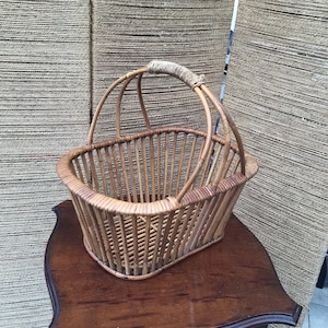 Early 20th Century Antique Vintage Bamboo Cane Basket - Etsy UK