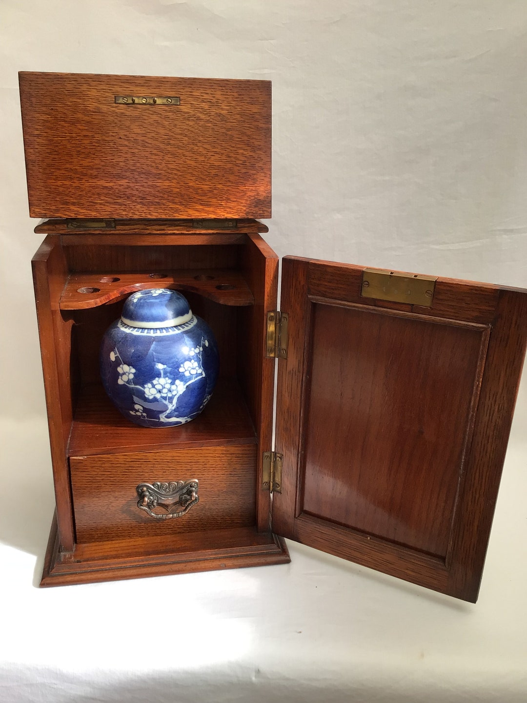Antique England Oak Tobacco Pipe Cabinet With Key - Etsy