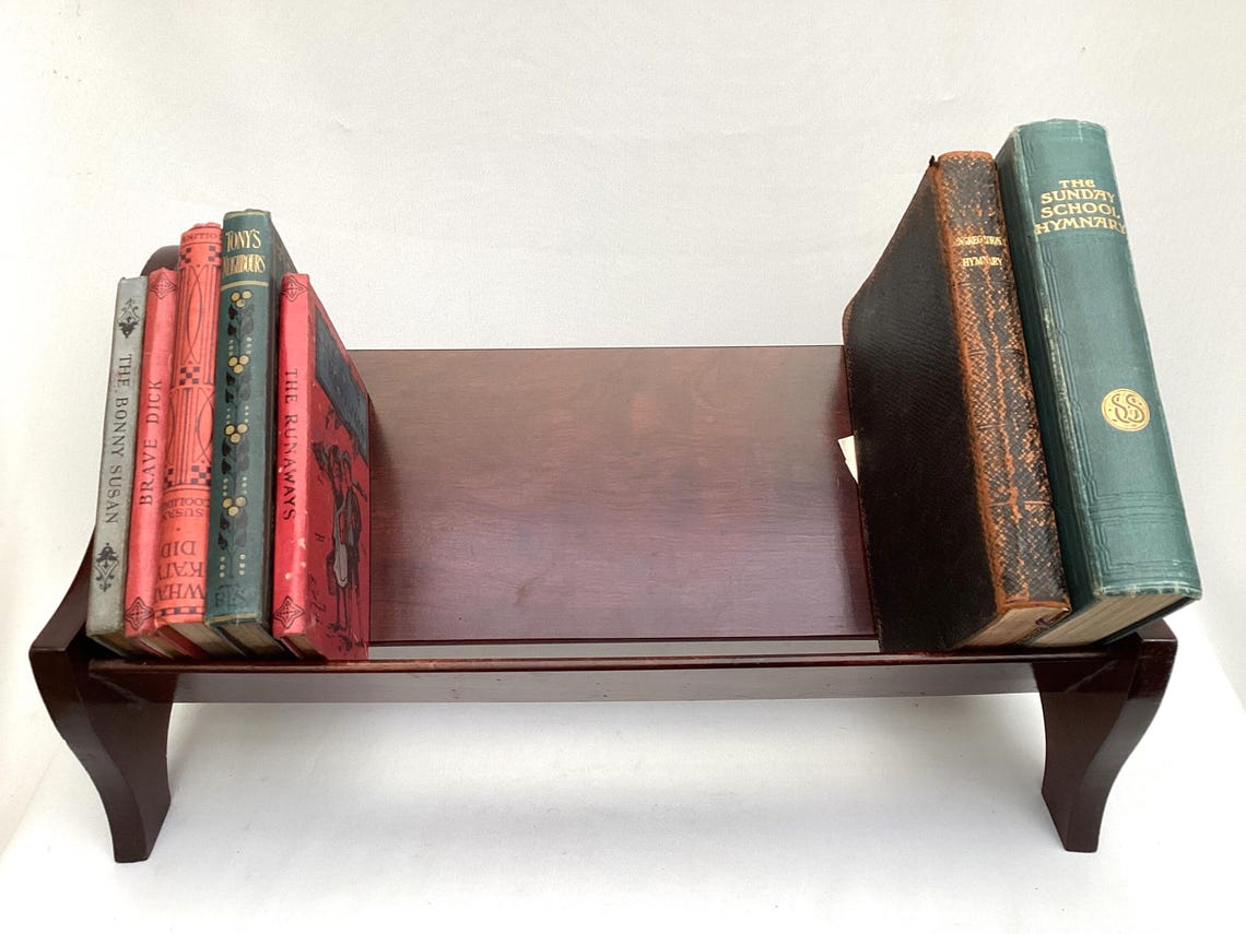 Large Antique English Mahogany Book Trough, Table Book Stand, Novel ...