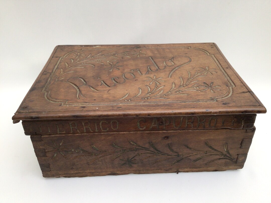 Antique Vintage Solid Wood Carved Box - Etsy