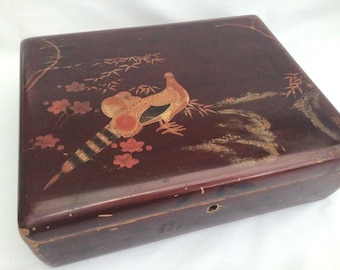Old Japanese Red Lacquer Box - Etsy