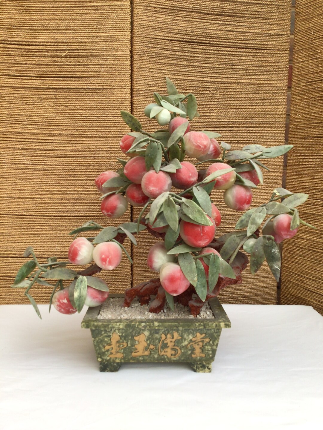 Buy 50cm Height Large Chinese Jade Peach Tree, Bonsai Ornament. H. 50cm ...