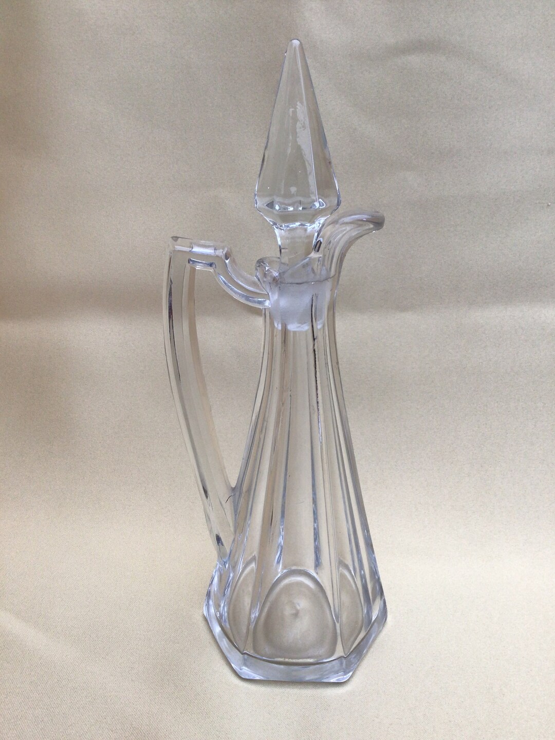 Antique Victorian Solid Cut Glass Cruet - Etsy