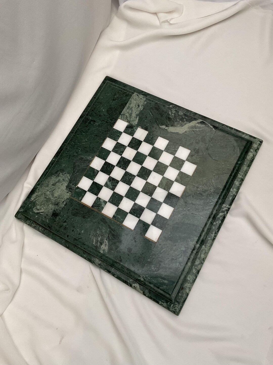 Vintage Green Marble Chessboard. Heavy Solid Stone Chessboard. Weight ...