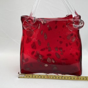 Vintage Italian Handcrafted Gold Splash Ruby Red Glass Hand Bag Purse ...