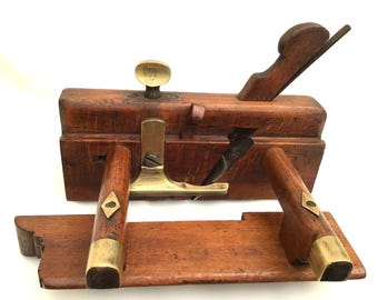 Antique Vintage English Fillister Plough Plane, Wood and Brass Plough ...