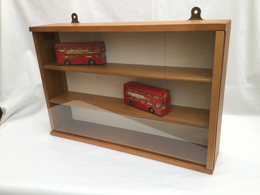 Vintage Teak Style Wood Glass Display Show Case, Wall Hanging Cabinet ...