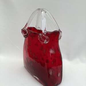 Vintage Italian Handcrafted Gold Splash Ruby Red Glass Hand Bag Purse ...